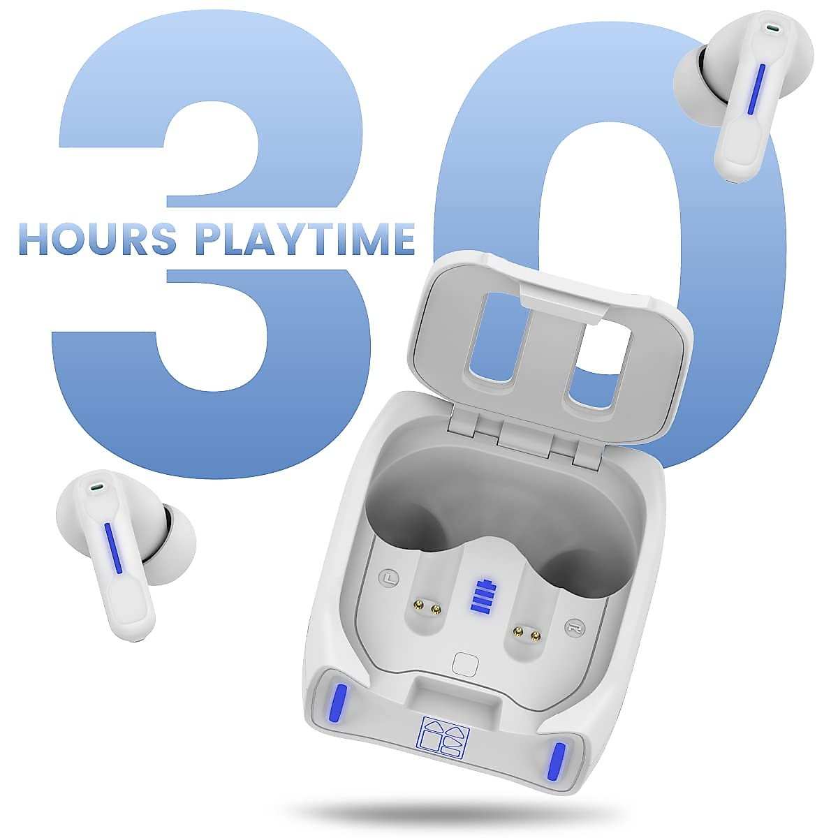 FEDIKER SW4 Wireless Earbuds for PC/Computer/Laptop - App Control - Dongle & Bluetooth - 30ms Low Latency - Headset with Mirophone for PC - Gaming Headset - Work Headphones - Headset for Work (White)