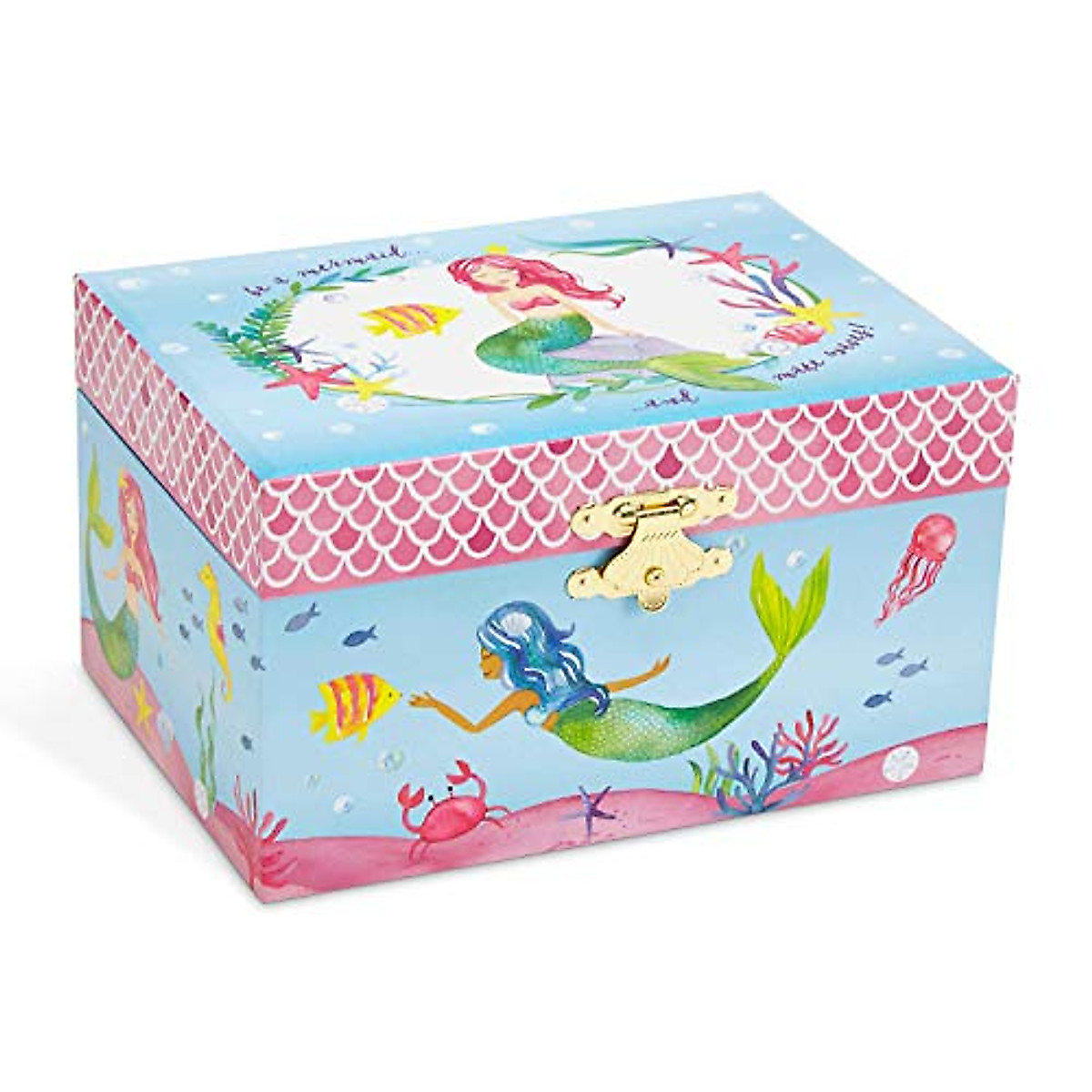 Jewelkeeper Mermaid Musical Jewelry Box, Underwater Design with Narwhal, Over the Waves Tune