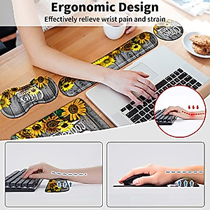 Keyboard Wrist Rest + Mouse Pad + Mouse Wrist Rest Support + Coaster Set, Ergonomic Memory Foam Mouse and Keyboard Pad Set for Laptop Computer Office Home Working Gaming,Sunflower Chaos Coordinator
