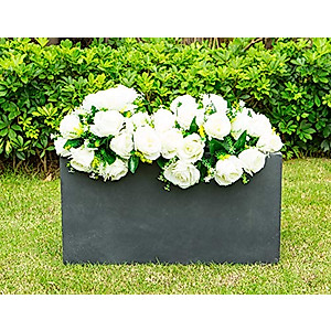 Kante 31.1" L Long Rectangular Concrete Planter, Large Outdoor Indoor Garden Pots with Drainage Hole and Rubber Plug, Charcoal