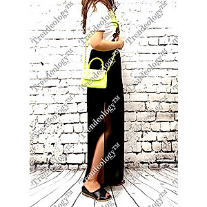 Cute Retro Plastic Chain Vegan Leather Fur Mini Satchel Bag Crossbody Clutch (2Faux Fur Leopard Multicolor/Neon Pink Chain)