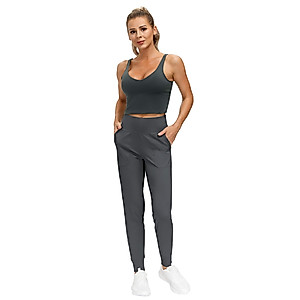 THE GYM PEOPLE Womens Joggers Pants with Pockets Athletic Leggings Tapered Lounge Pants for Workout, Yoga, Running (Medium, Dark Grey)