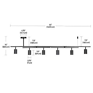 Globe Electric 59829 "West 64"" 6-Light Track Lighting, Matte Black, Center Swivel Bars