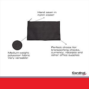 Cardinal bag supplies Multipack of 2 Compact Zipper Cloth Pouches,11 x 6 inches (Black)