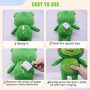 Verceco Singing Stuffed Animals Green Bear Music Plush Toys for Toddler 1-3 Stuffed Bear Plushies Toys for Kids Birthday 12" (Bear)