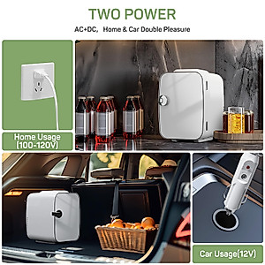 Zibbizo Upgraded Mini Fridge Small Portable Refrigerator for Skincare, Bedroom, Dorm, Office, Car, Compact 4L/6 Can Cooler & Warmer for Food, Drinks, White