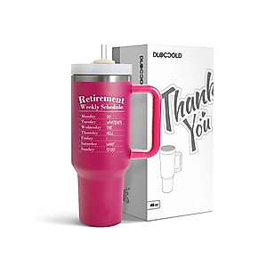 DLOCCOLD Retirement Gifts For Women 2025, Retirement Weekly Schedule, Funny Retirement Gifts for Men, Retired People, Coworkers, Friends, 40oz Tumbler, Hot Pink