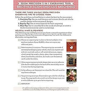 Brother ScanNCut 3-in-1 Etching/Engraving Tool - Precision, Regular, and Blunt Engraving Tips with Heart, Dog Tag, and Circle Stamping Blanks for Brother Scan and Cut Machines- by Zoom Precision