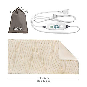 Pure Enrichment® PureRelief™ Luxe Micromink Electric Heating Pad (12”x24”), 6 InstaHeat™ Settings, Ultra-Soft, Machine-Washable, Auto Shut-Off - for Temporary Pain Relief (Sand Waves Designer Print)