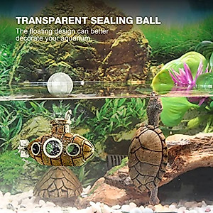 Floating Fish Tank Decoration, Little Cute Retro Submarine Aquarium Decoration with Two Float Balls , Resinous Fish Tank Accessorie, Safe Fish Toy for Betta Cichlid Goldfish Shrimps Hermit Crabs