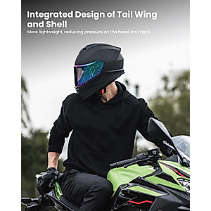 Auboa Motorcycle Helmets for Adult Men Women, Full Face Lightweight Street Bike Racing DOT Helmet with Extra Clear Visor Model AU-T801 Matte Black, 2X-Large