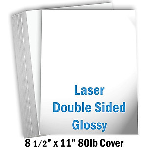 Hamilco White Glossy Cardstock Paper - 8 1/2 x 11" 80 lb Cover Card Stock - 50 Pack