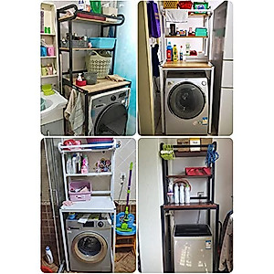 BKGDO Washer Storage Frames Floor Standing for Over Toilet,Bathroom Storage Rack,Bathroom Organizer Units with Clothes Hanging/White