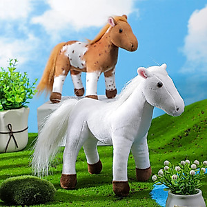4 Pcs Stuffed Horse Toy 8 Inch Horse Plush Stuffed Horse Animals Cute Plush Horse Assorted White Stuffed Horse Toy Brown Plush Animals Gifts Party Favors Supplies Decoration