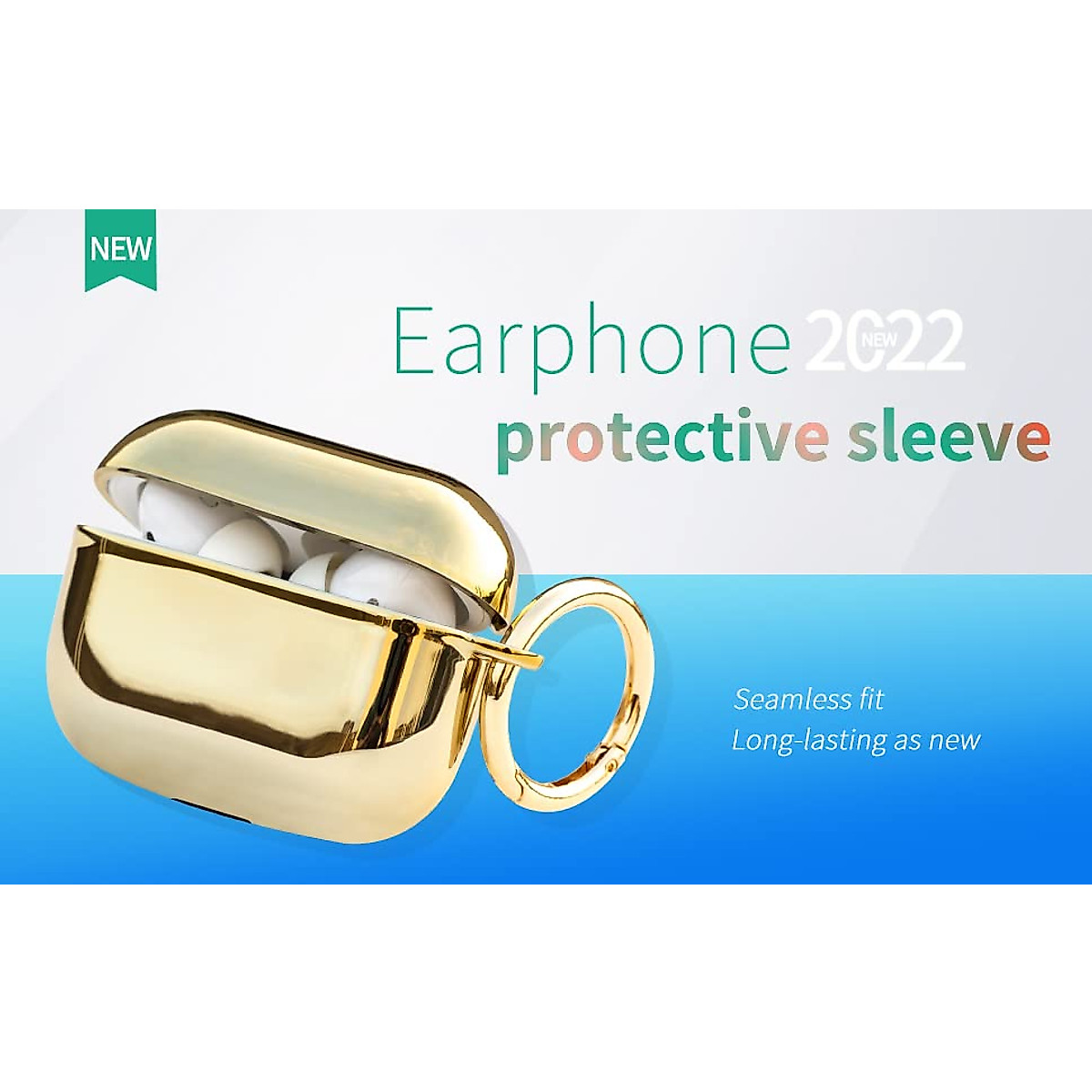 AirPods Pro Case Cover with Keychain， Mirror Plating Silicone Skin Accessories for Women Men with Apple 2019 Latest AirPods Pro Case (Gold)