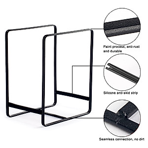 Klyuqoz Plate Organizer for Cabinet, 2Pack Metal Plate Holders,Plate Racks for Kitchen Cabinets, For Pantry, Shelves, Frying Pans, Lids, Cutting Boards, Vertical Or Horizontal Placement (Black)