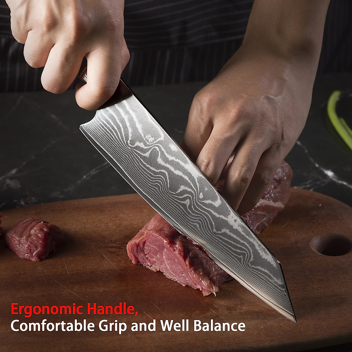 EANINNO Damascus Chef Knife 8 Inch Japanese Kitchen Knife, Sharp Professional Chefs Knife 67 Layers High Carbon Damascus Stainless Steel Vg10 Cutting Knife