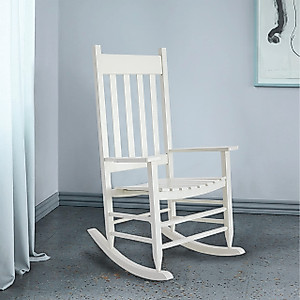 HOMESTEAD Wooden Rocking Chair Outdoor Furniture - Acacia Solid Wood White Rocking Chair Front Porch Furniture - FSC Certified Hardwood Indoor & Outdoor Adirondack Rocking Patio Rocker Porch Chairs