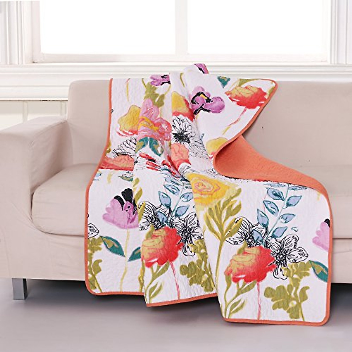 Greenland Home Watercolor Dream Throw Blanket, White 50" x 60"