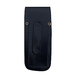 LEATHUX Leather Knife Sheath for Belt, Handmade 5.5” Folding Knife Buck 112 & Buck 110 Sheath, Pocket Knife Holster, Black