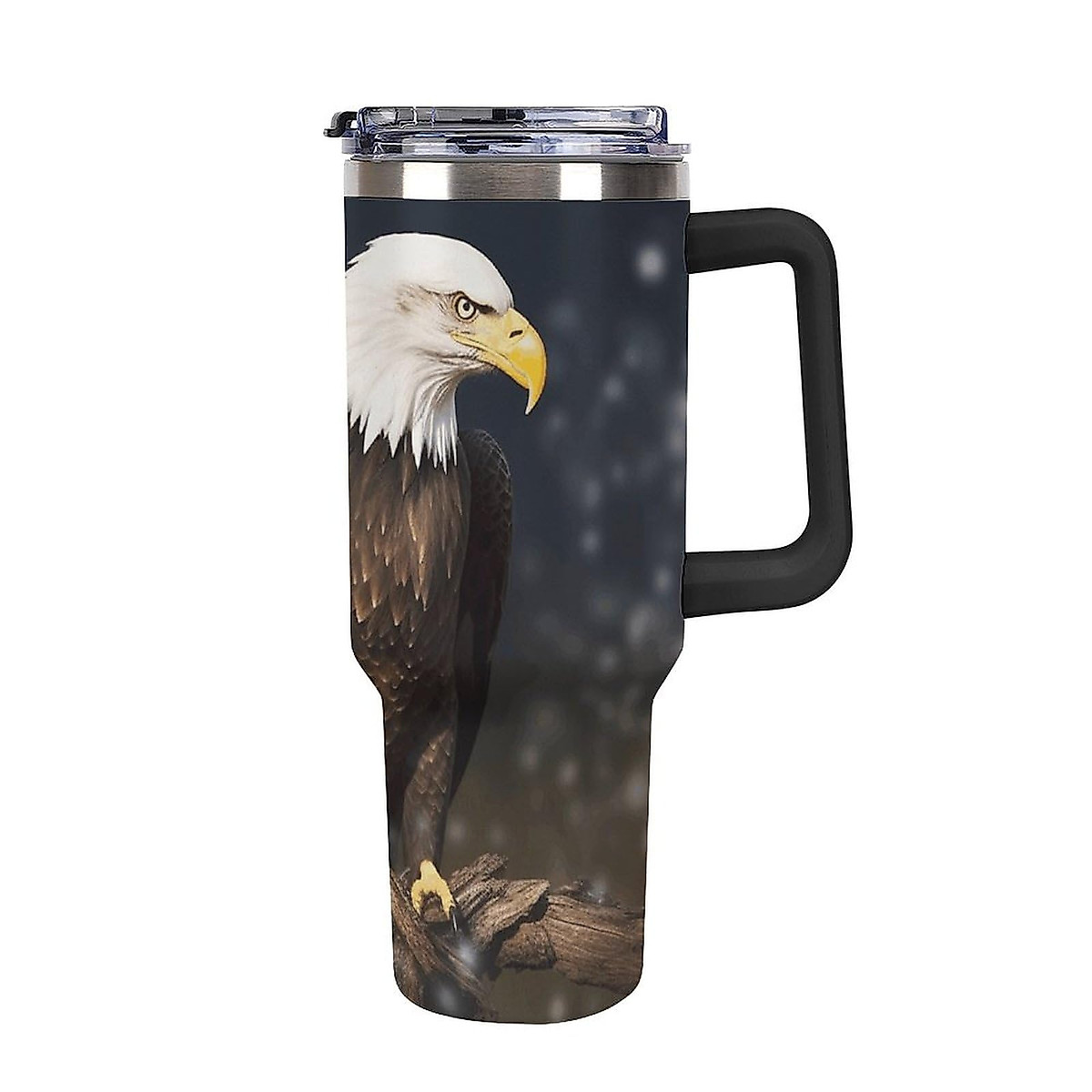 HJUQNGF 40 Oz Personalized Tumbler with Handle And Straw Eagle Stainless Steel Insulated Tumblers Reusable Car Thermal Cup Travel Coffee Mug for Women Men