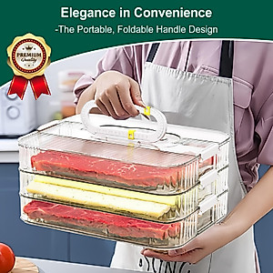 spaclatio Deli Meat Container for Fridge, 3 Layer Lunch Meat Container for Refrigerator Organizing, Deli Containers with Lids Food Storage Container Bacon Cheese Container for Refrigerator