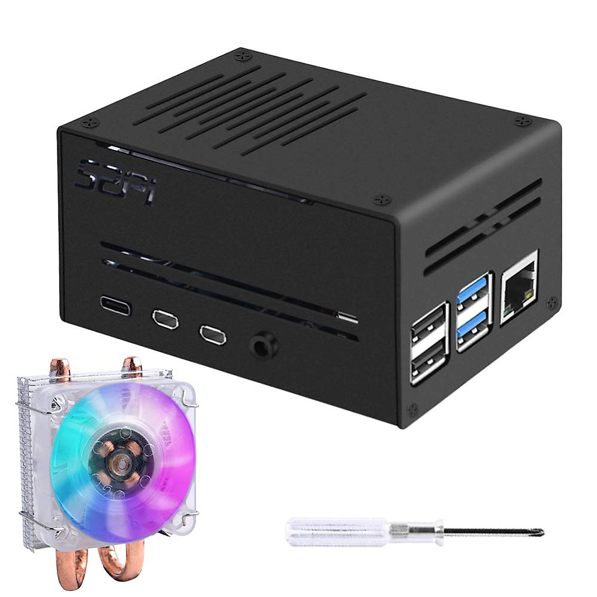 Generic Raspberry Pi 4 Metal Case with Fan,Raspberry Pi 4B Case with Raspberry Pi Low-Profile CPU Cooler,Raspberry Pi Horizontal ICE Tower Cooler (Silver)