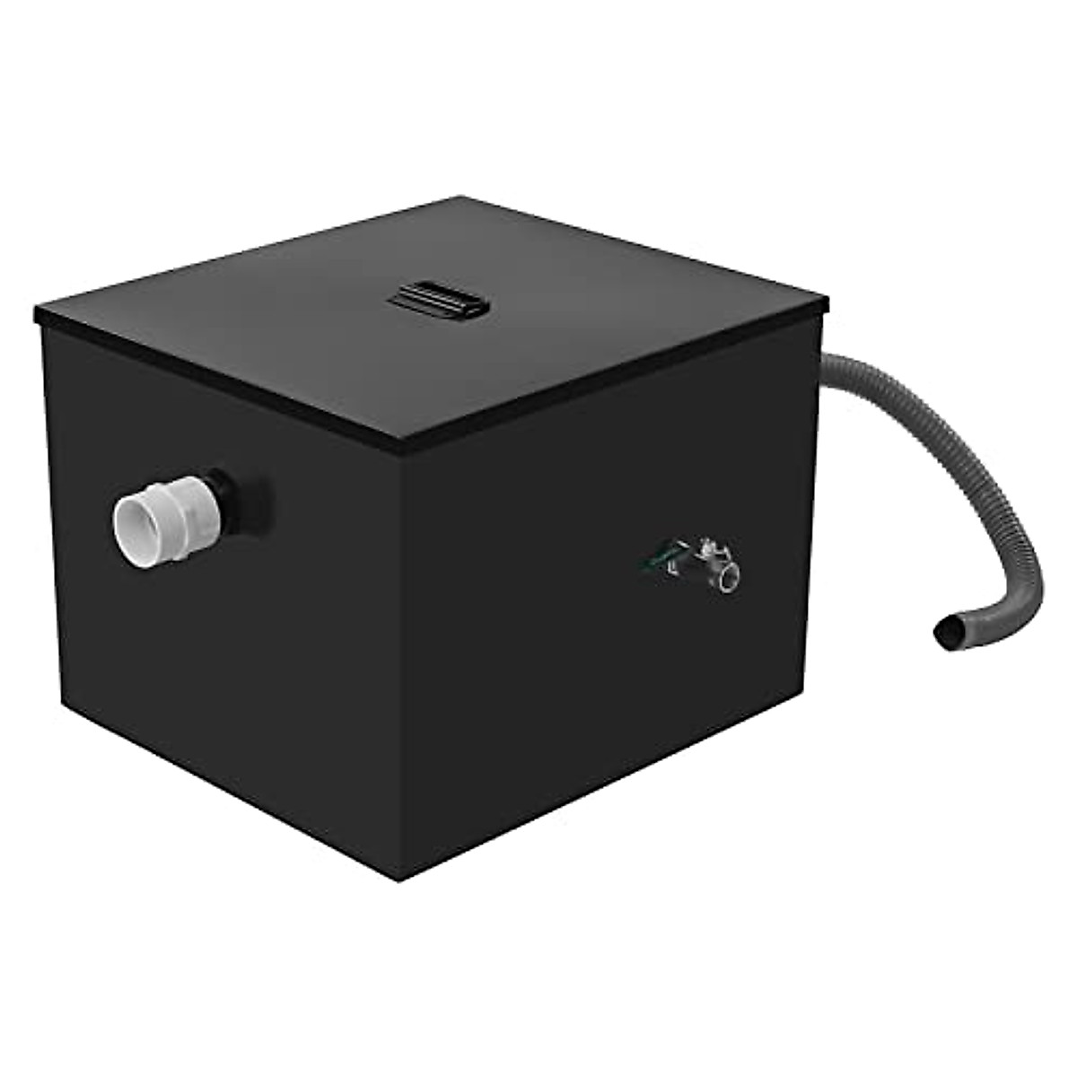 SNKOURIN 20 LB Commercial Grease Interceptor, Under Sink Grease Trap with 2.2 GPM Flow Rate, Stainless Steel Grease Traps for Restaurant Canteen Factory Home Kitchen, Black