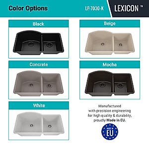 32" x 20" Quartz Kitchen Sink, 70/30 Double Bowl Kitchen Sinks, Drop in sink, Undermount Sink, Galaxy Black Kitchen Sink, Double Sink Kitchen, Grids, Strainer and Flange, Lexicon Platinum LP-7030-K