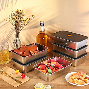 Blushtier 8 Set 67oz Stainless Steel Food Storage Containers Reusable Metal Meat Marinating Container with Lids Fruit Lunch Storage Box for Leftovers,dishwasher and Freezer Safe 2000ml