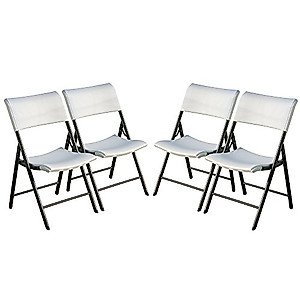 Lifetime 80191 Light Commercial Folding Chair, White Granite with Gray Frame, 4 Pack
