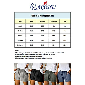 QACOHU Womens Casual Drawstring Elastic Waist Comfy Cotton Linen Shorts Black L Ladies Shorts Sets Outfits Casual