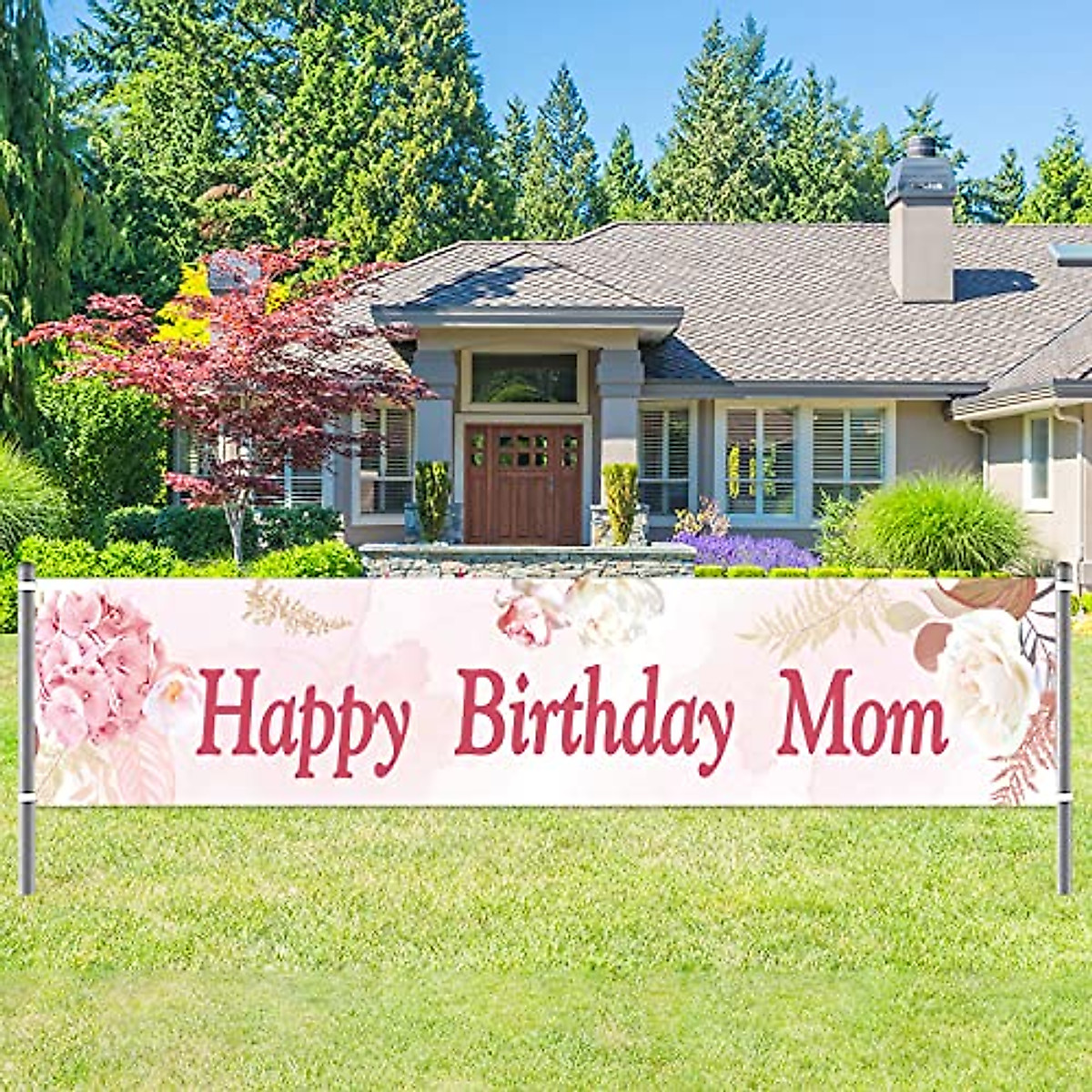 Labakita Large Happy Birthday Mom Banner, Women's Birthday Decorations, Mother Birthday Banner, Happy Birthday Decorations for Women