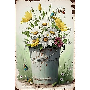IHMOLN Daisy Flower Iron Barrel Diamond Painting Kits Autumn Butterfly - Adult Children Full Round Drill Cover Collection Art Painting Kit, for Room Decor Garden Shop Decor 30X45cm