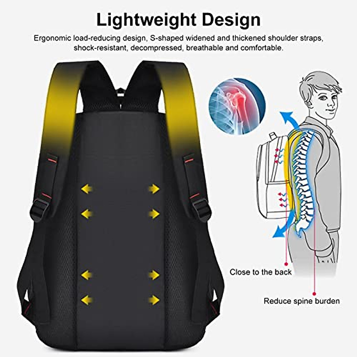 Cuteam Laptop Backpack Solid Color Load-reducing Large Capacity School Bag Bookbag for Middle School Students (Blue, 17.72" x 12.2" x 6.3")