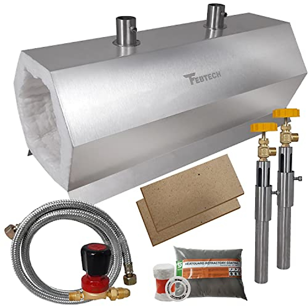 FEBTECH Portable Propane Blacksmith Forge Double Burner, 2600F Rated, for Knife making Blacksmith Farrier Bladesmith Forging Tools & Heat Treatment - Hexagonal Shape Forge