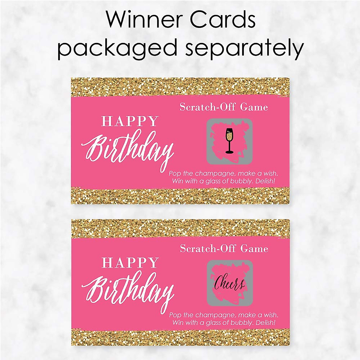 Big Dot of Happiness Chic Happy Birthday - Pink and Gold - Birthday Party Game Scratch Off Cards - 22 Count
