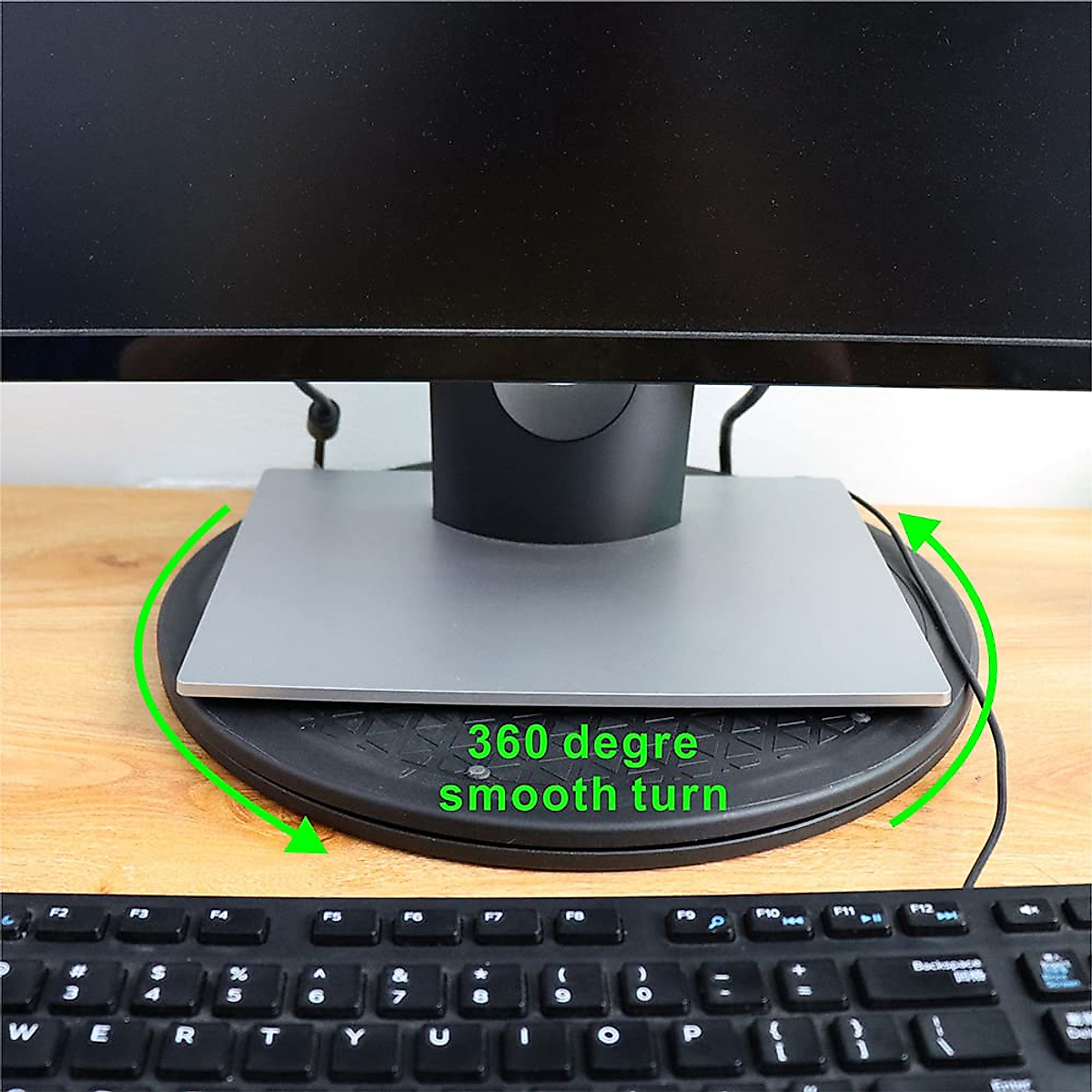 2PCS 12 inch Heavy Duty Plastic Lazy Susan Turntable Stand, Black Lazy Susan Hardware, Large Lazy Susan Rotating Swivel with Steel Ball Bearings Stand for Monitor, TV, Potted Plants