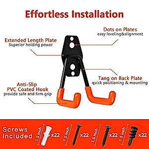 SMARTOLOGY 10 Packs Heavy-Duty Garage Wall Hooks and 11 Extension Cord Storage Straps Set