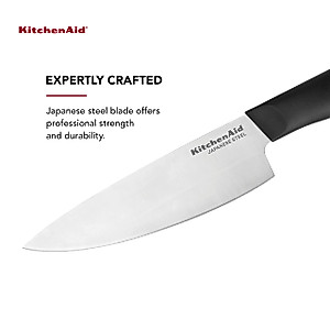 KitchenAid Classic Chef Knife with Custom-Fit Blade Cover, 6-inch, Sharp Kitchen Knife, High-Carbon Japanese Stainless Steel Blade, Black