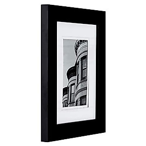 Gallery Solutions 16x20 Black Wall Picture Frame with Double White Mat For 11x14 Image