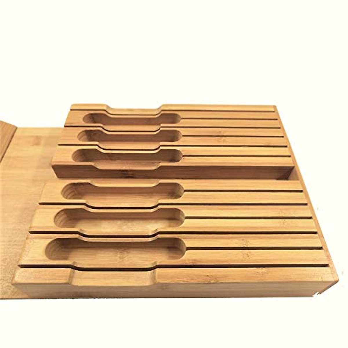 In-Drawer Bamboo Knife Block, Drawer Knife Set Storage Made from Quality Bamboo (12 Knife Organizer)