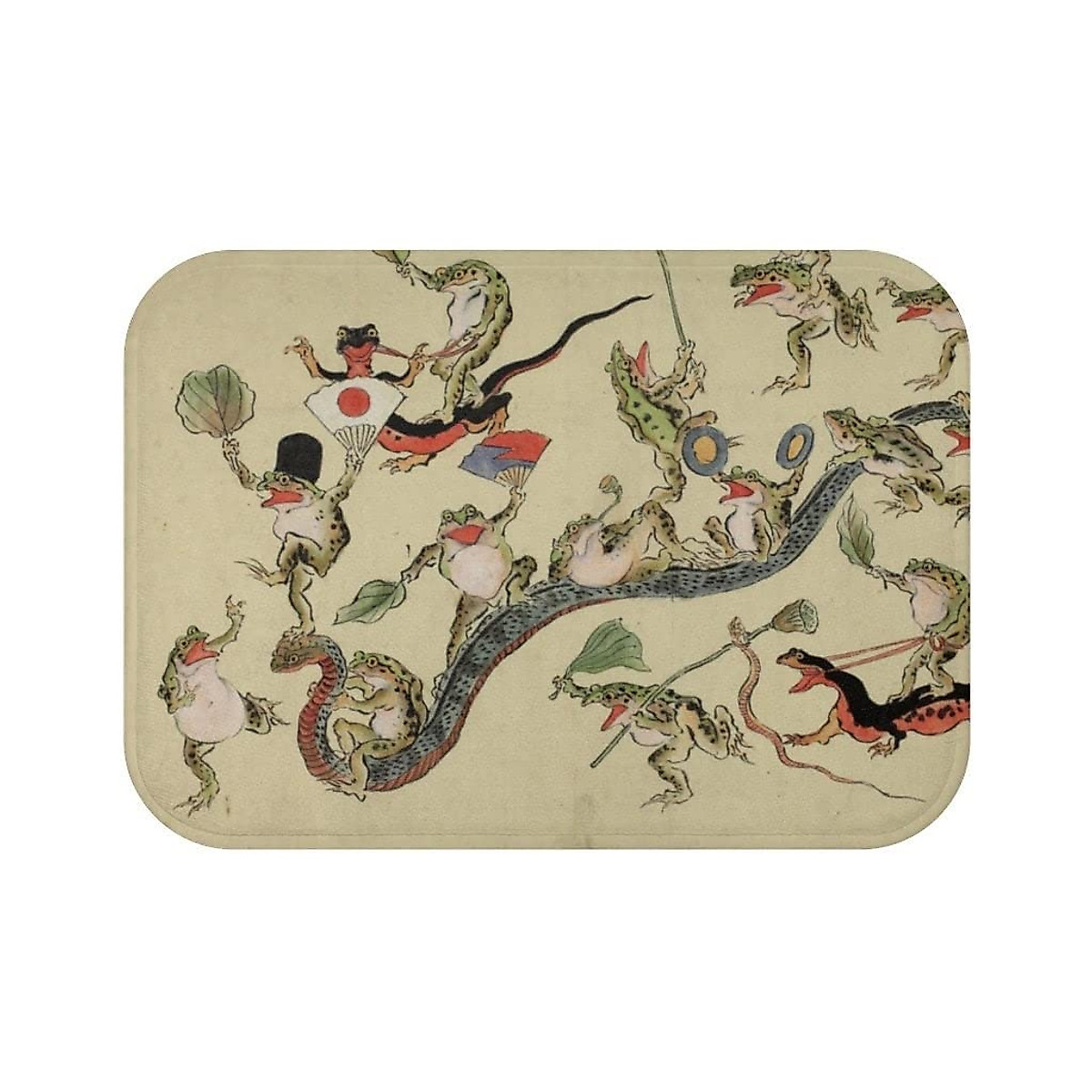 Bath Mat Frog Japanese Home Decor Durable Welcome Front Door Mats Entryway Rugs Non-Slip Floor Mat Entrance Rugs Bath Rug Kitchen Rugs 18 x 30 in