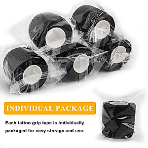 Tattoo Grip Tape - Ruicoo 4pcs Tattoo Grip Wrap Cover Disposable Tape Self-adhesive Bandage 2"x 5 Yards Black Tattoo Grip Tape for Tattoo Machine Grip
