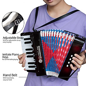 MUSICUBE Accordion Instrument for Kids 17 Keys 8 Bass Accordion with Straps for Beginners Adults Student Educational Musical Instrument Toy for Boys Girls Aged 3+ Gift Choice (BLACK)