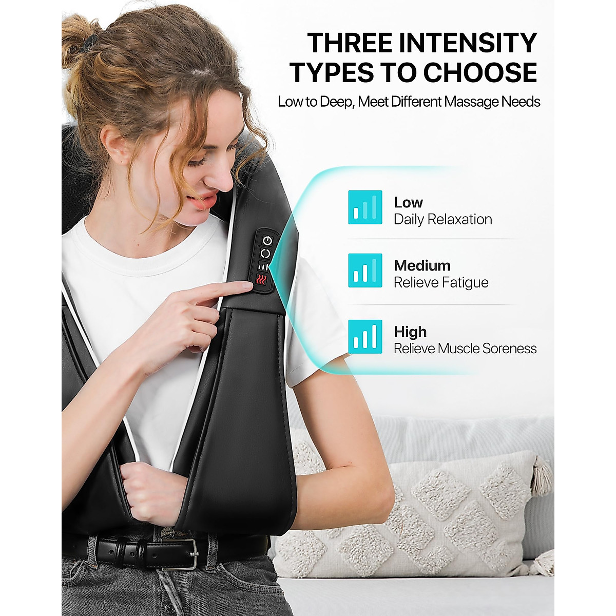 ALLJOY Shiatsu Back and Neck Massager with Heat, Electric Deep Tissue 3D Kneading Massage Pillow for Shoulder, Legs, Foot and Body, Relax Gifts for Women Men Mom Dad