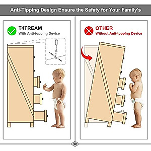 T4TREAM Farmhouse 5 Drawers Dresser Chests for Bedroom, Wood Rustic Tall Chset of Drawers,Dressers Organizer for Bedroom, Living Room,Hallway, Light Rustic Oak