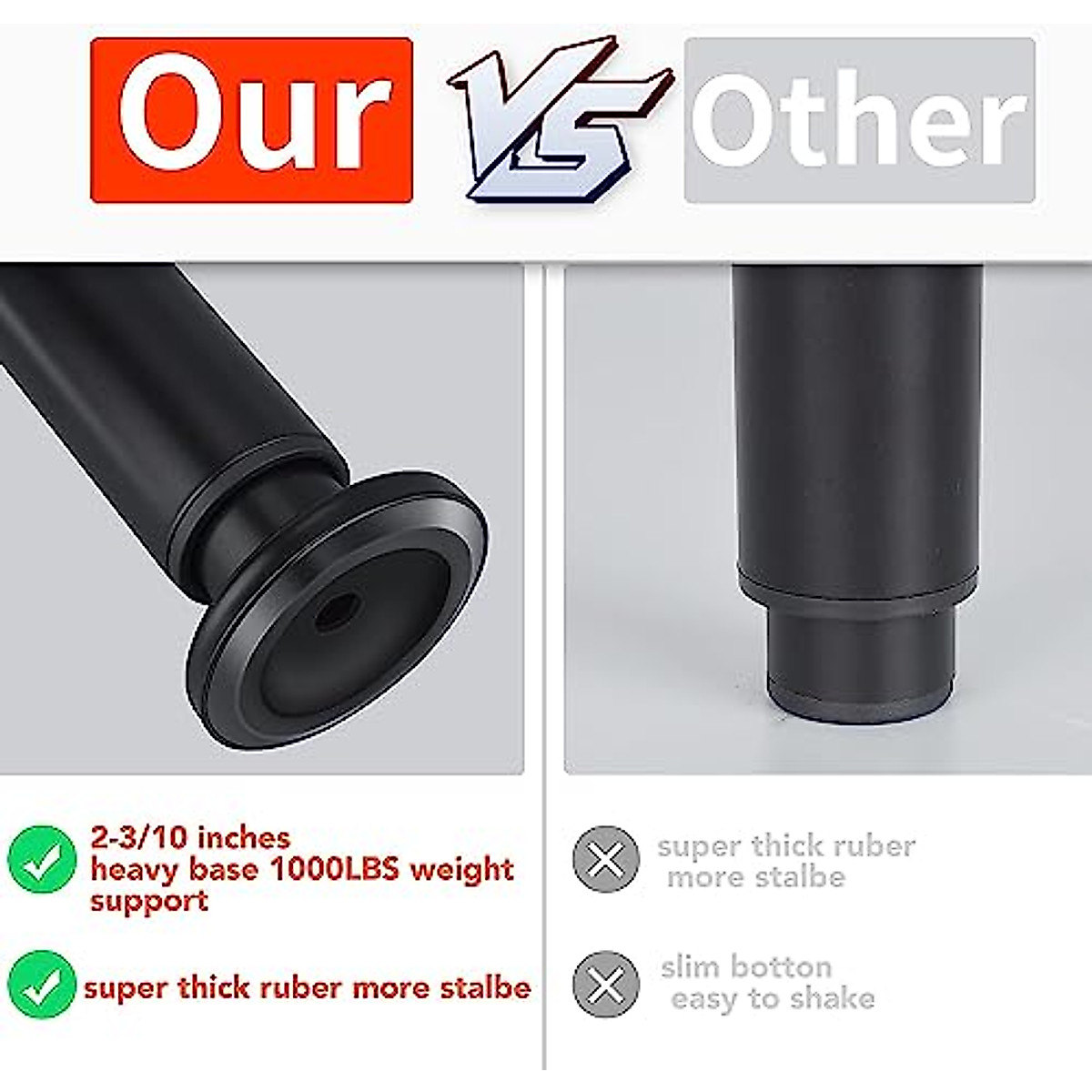 2pcs(7.1"-12.2")Adjustable Height Furniture Support Legs,Heavy Duty Furniture Replacement Legs Feet Foot,bed frame slat center support leg, Great for Sofa/Dresser/Coffee/Table/Couch/Cabinet