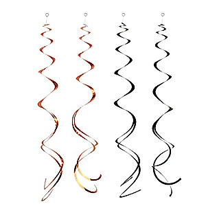Mefuny Pack of 24 Orange Black Hanging Swirl Decorations Plastic Streamers Foil Swirls Ceiling Decorations Wedding Baby Shower Birthday Party Decorations