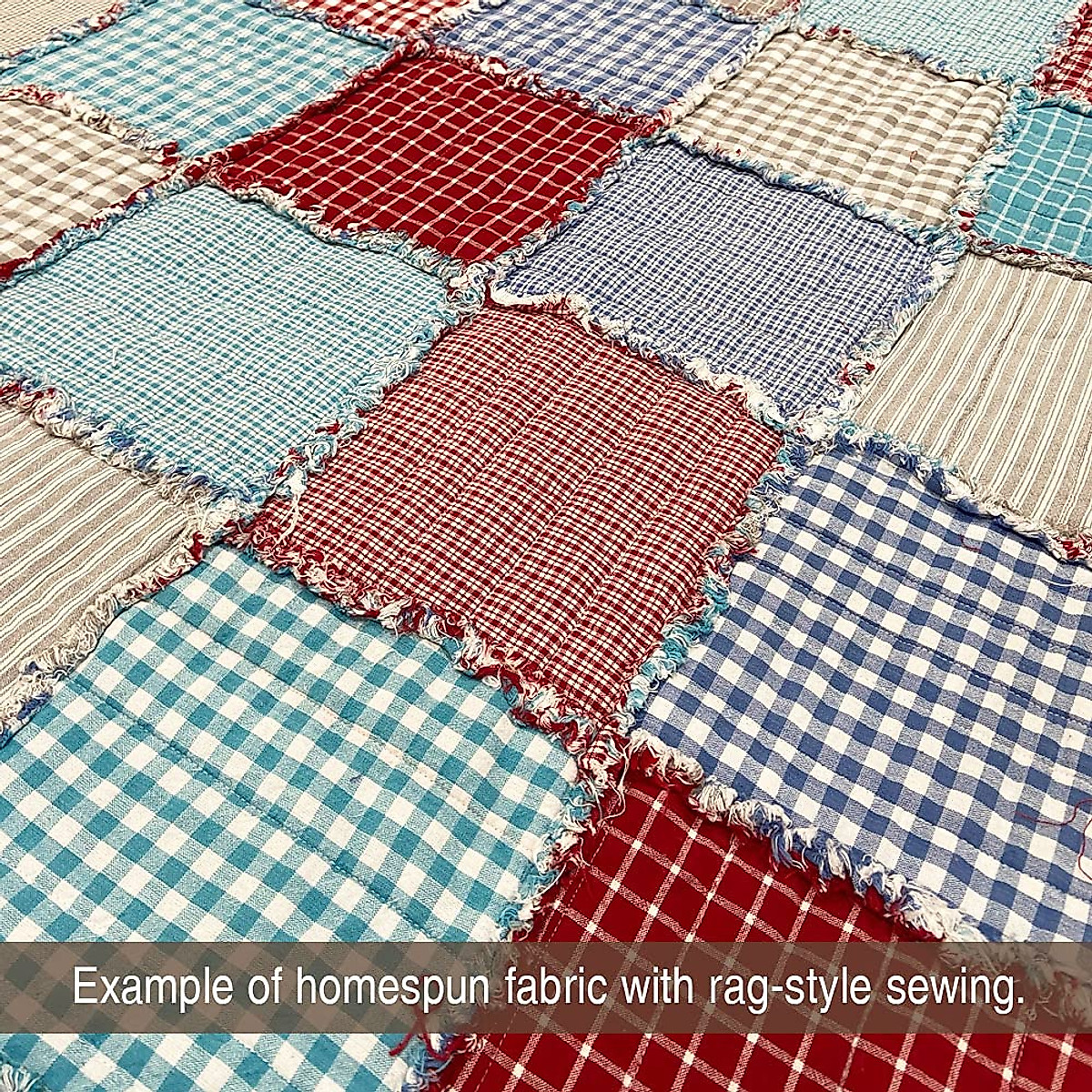 Cottage Blue 5 Mini Buffalo Plaid Cotton Homespun Fabric by JCS - Sold by The Yard